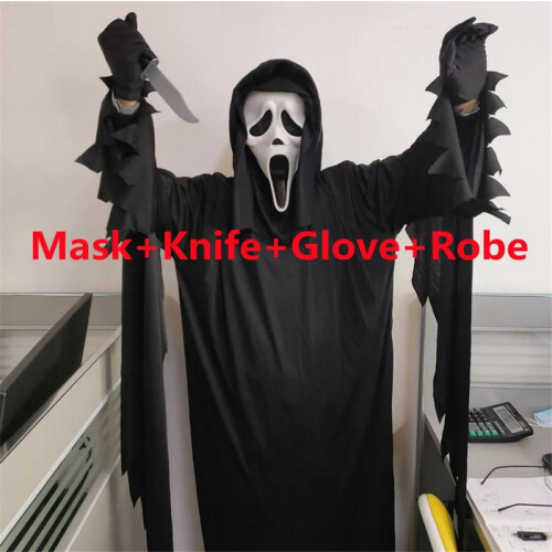 (Mask and Costume) Adult Scream Costume With Latex Mask Halloween ...