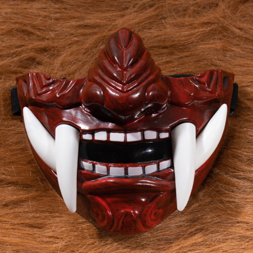 (Red) Japanese Samurai Oni Demon Mask Cosplay Horror Prajna Hannya Evil ...