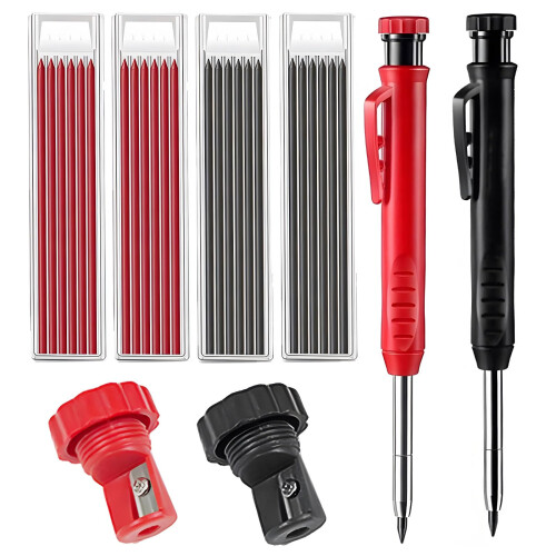 2Pcs Mechanical Carpenters Pencil, Construction Pencil with 24 Pencil ...