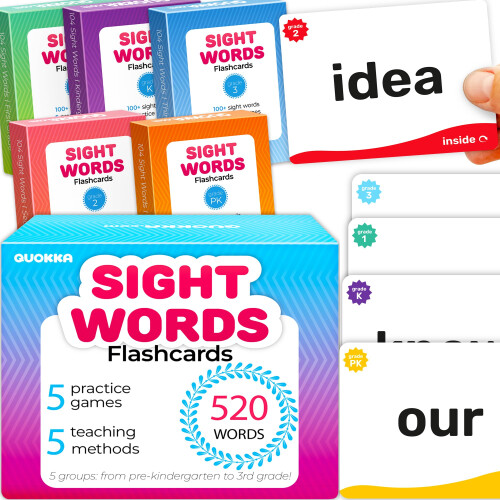 QUOKKA 520 Sight Words Flash Cards for Kids Adults - Based on Dolch ...