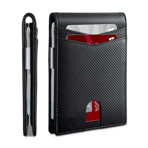(Small Carbon Black) Rfid Carbon Fiber Luxury Men Wallets Money Bag Sli ...