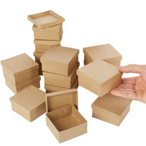 Pack of 12 Paper Mache Square Boxes Smooth Finish Premade Papier Mache ...