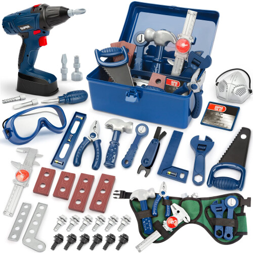 Vanplay Kids Tool Set 52Pcs Tools Kit with Electronic Toy Dril Belt ...
