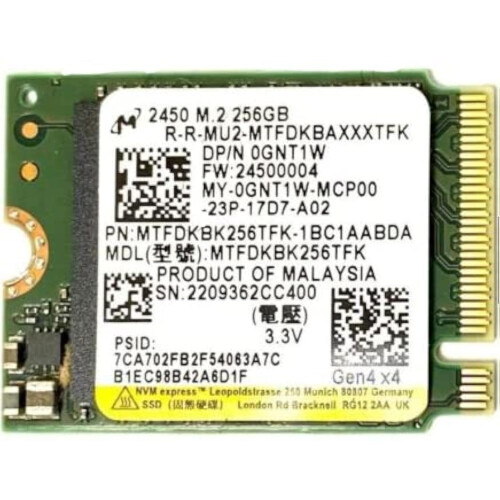 Unidad de estado s lido interna SSD PCI-e NVME M.2 de 256 GB OEM Micron, 30 mm, factor de forma ...