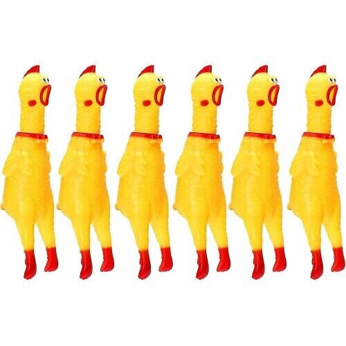 6 X Rubber Screaming Chicken Toy Yellow Rubber Squeaking Chicken Toy on ...