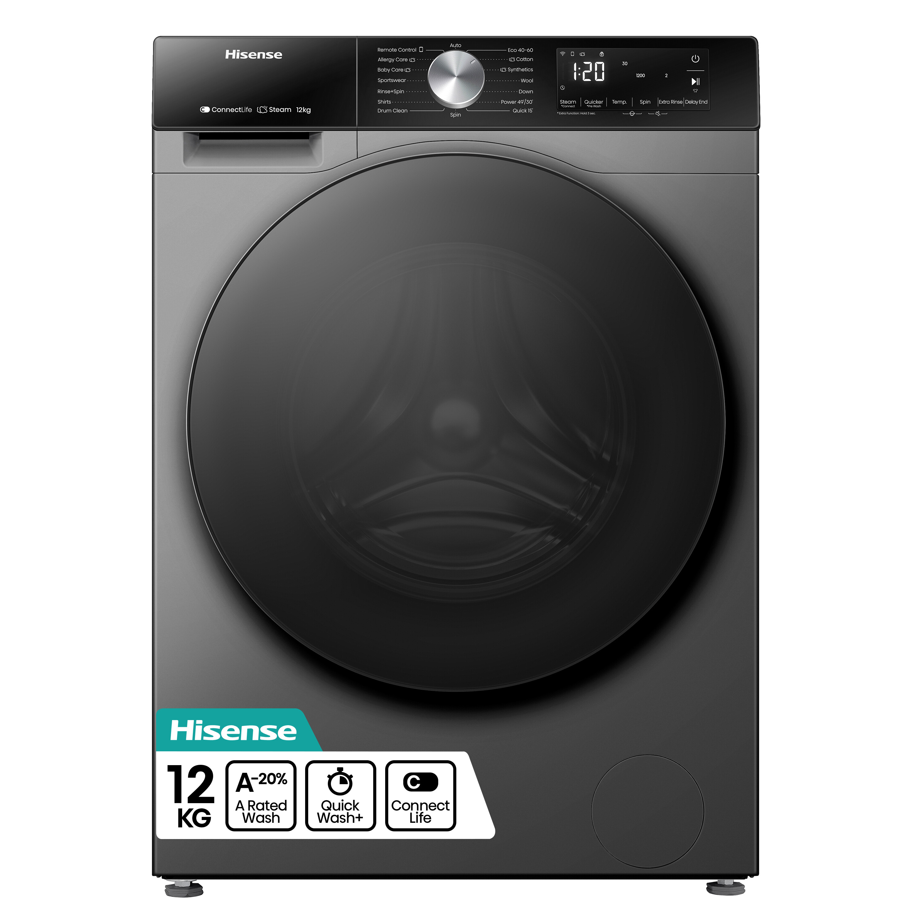 Hisense 3S Series WF3S1243BT3 12kg Washing Machine with 1400 rpm ...