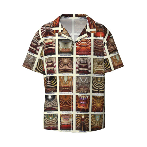 (Opera Houses_8673) Men's Hawaiian Shirts Cuban Collar Vintage Bowling ...
