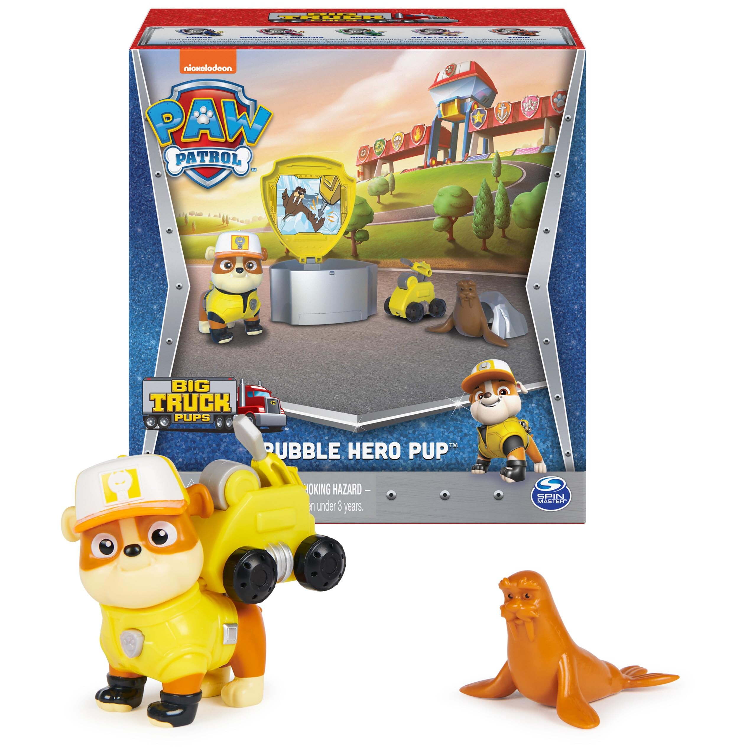 PAW PATROL Big Truck Pups Rubble Action Figure med Clip-On Rescue Drone ...