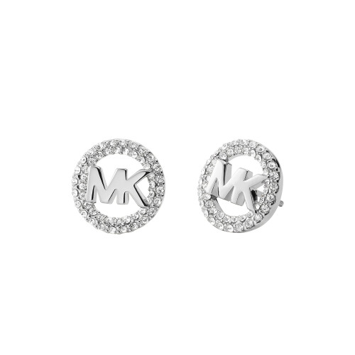 Michael Kors Brass and Pav? Crystal MK Logo Stud Earrings for Women ...