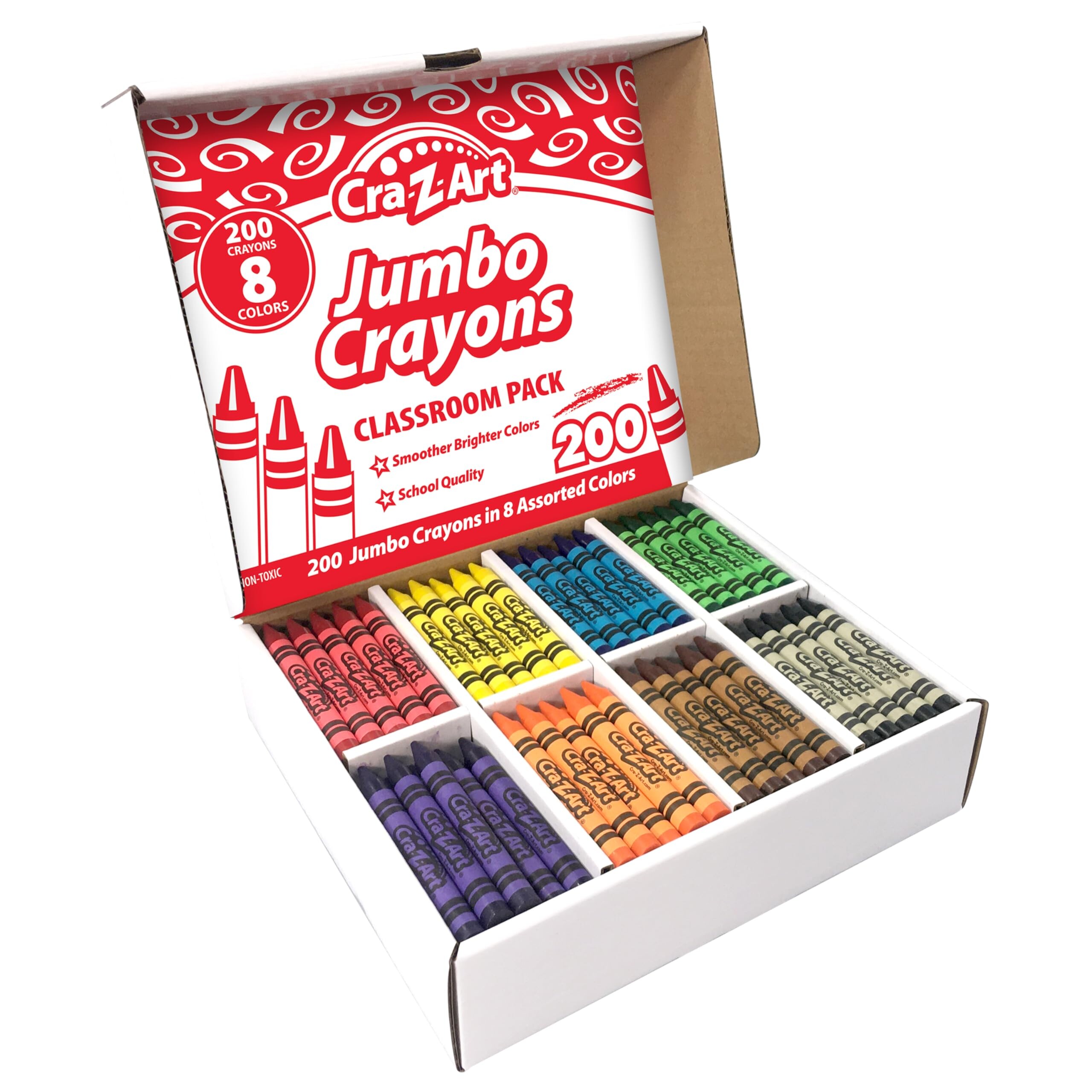 Cra-Z-Art Jumbo Crayon Bulk Class Pack 200ct 8 cores sortidas 25 Jumbo ...