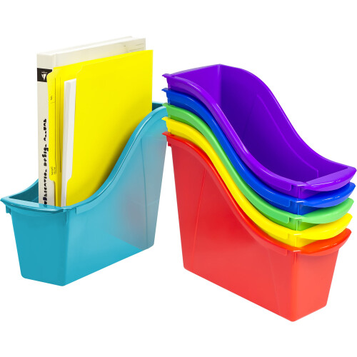 Storex Extra-Large Book Bin Interlocking Plastic Organizer for Home ...