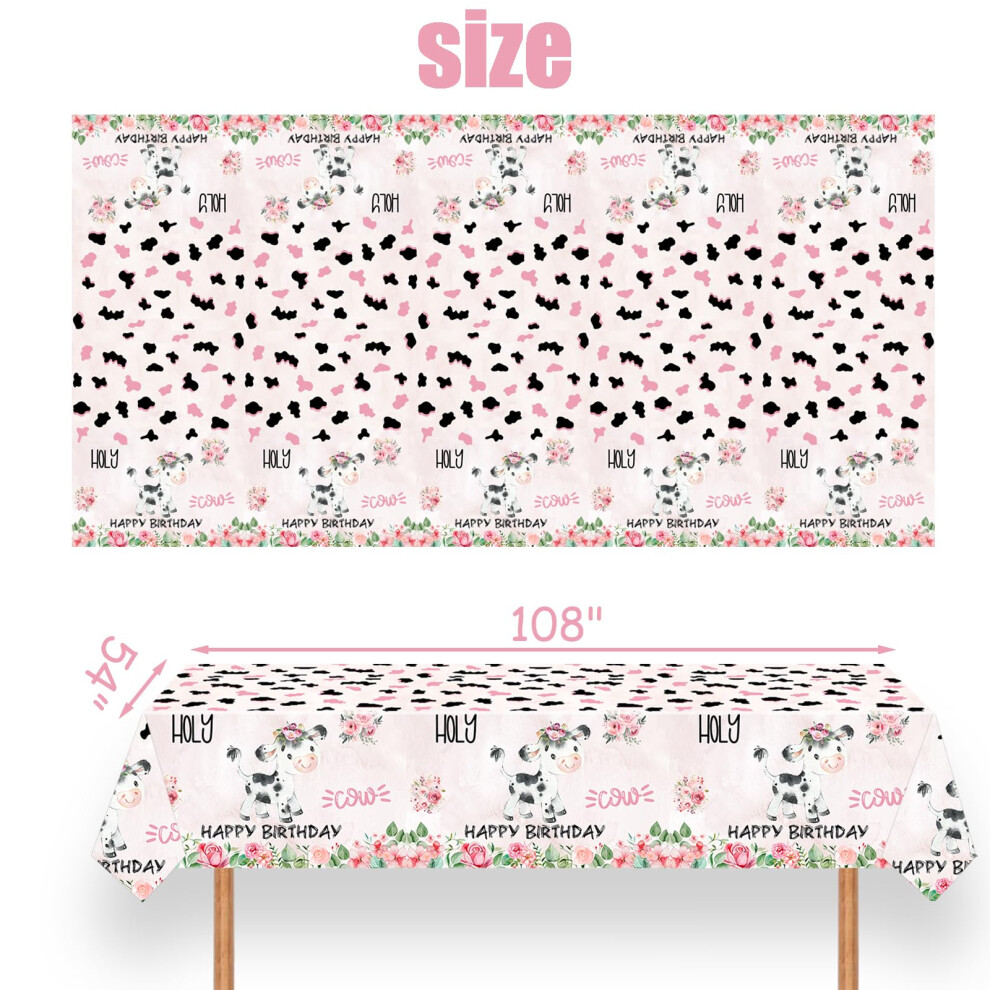 Letromp Holy Cow Birthday Party Table Cloth 3 Pack 54'' x 108'' Pink ...