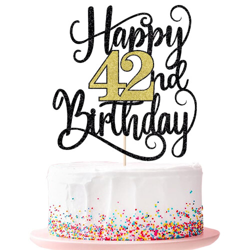 happy 42th birthday cake topper 42 birthday party cake decorations ...