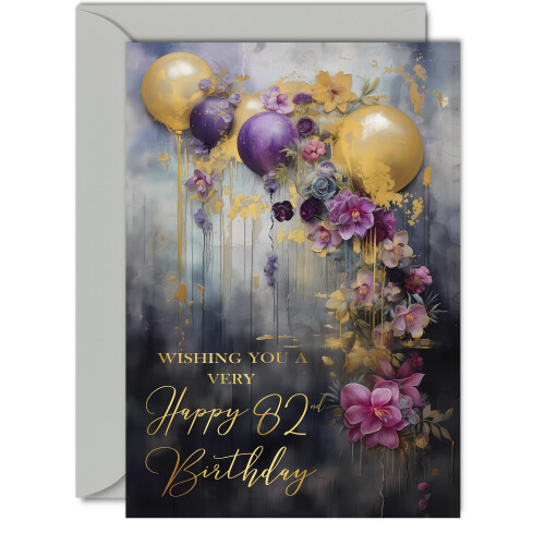 Beautiful Gold 82nd Birthday Cards for Women Men - Golden Party ...