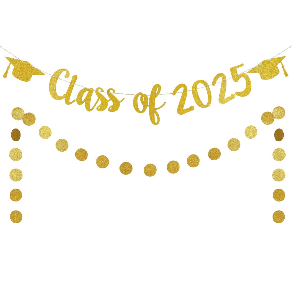 Gold Glitter Class of 2025 Banner Class of 2025 Graduation Decorations ...