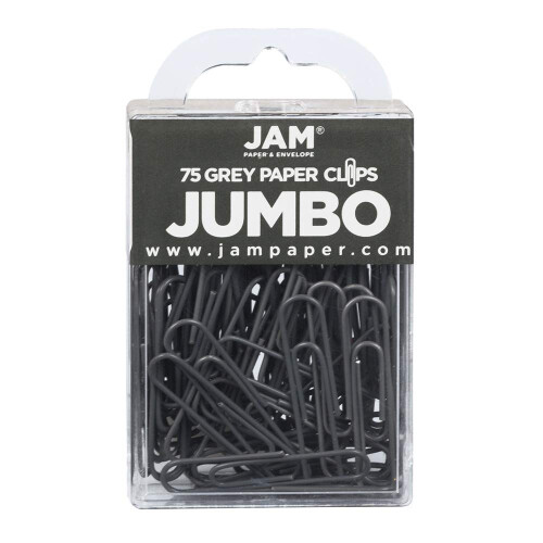 JAM PAPER Colorful Jumbo Paper Clips - Large 2 Inch - Gray Paperclips ...