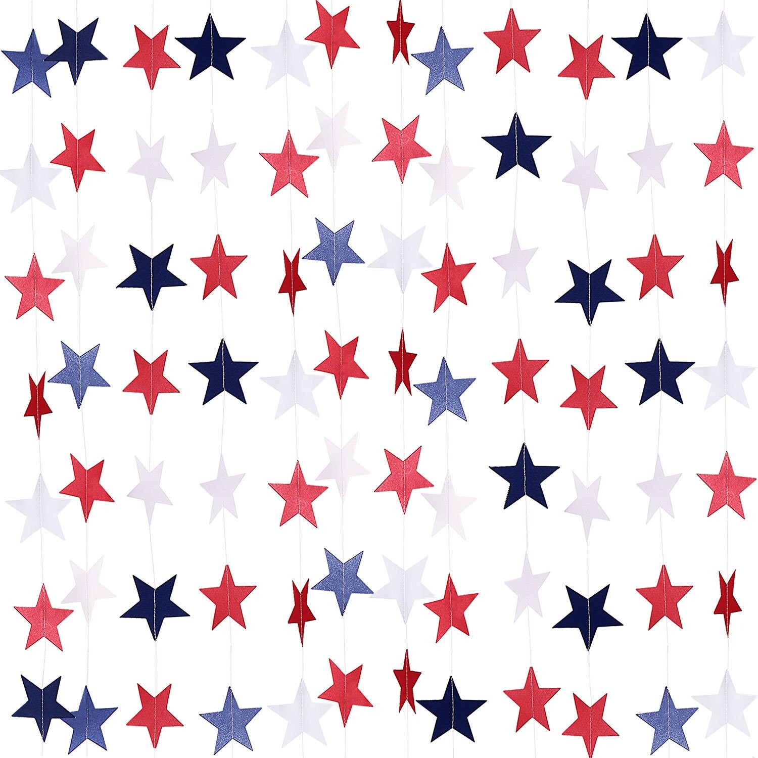 Tecunite 8 Strands Patriotic Star Streamers Banner Garland pour le 4 juillet on OnBuy