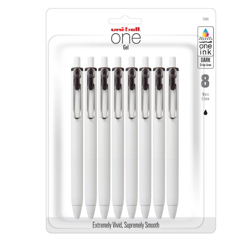 Uniball One Retractable & Refillable Gel Pen 0.5mm Micro Tip Black Ink ...