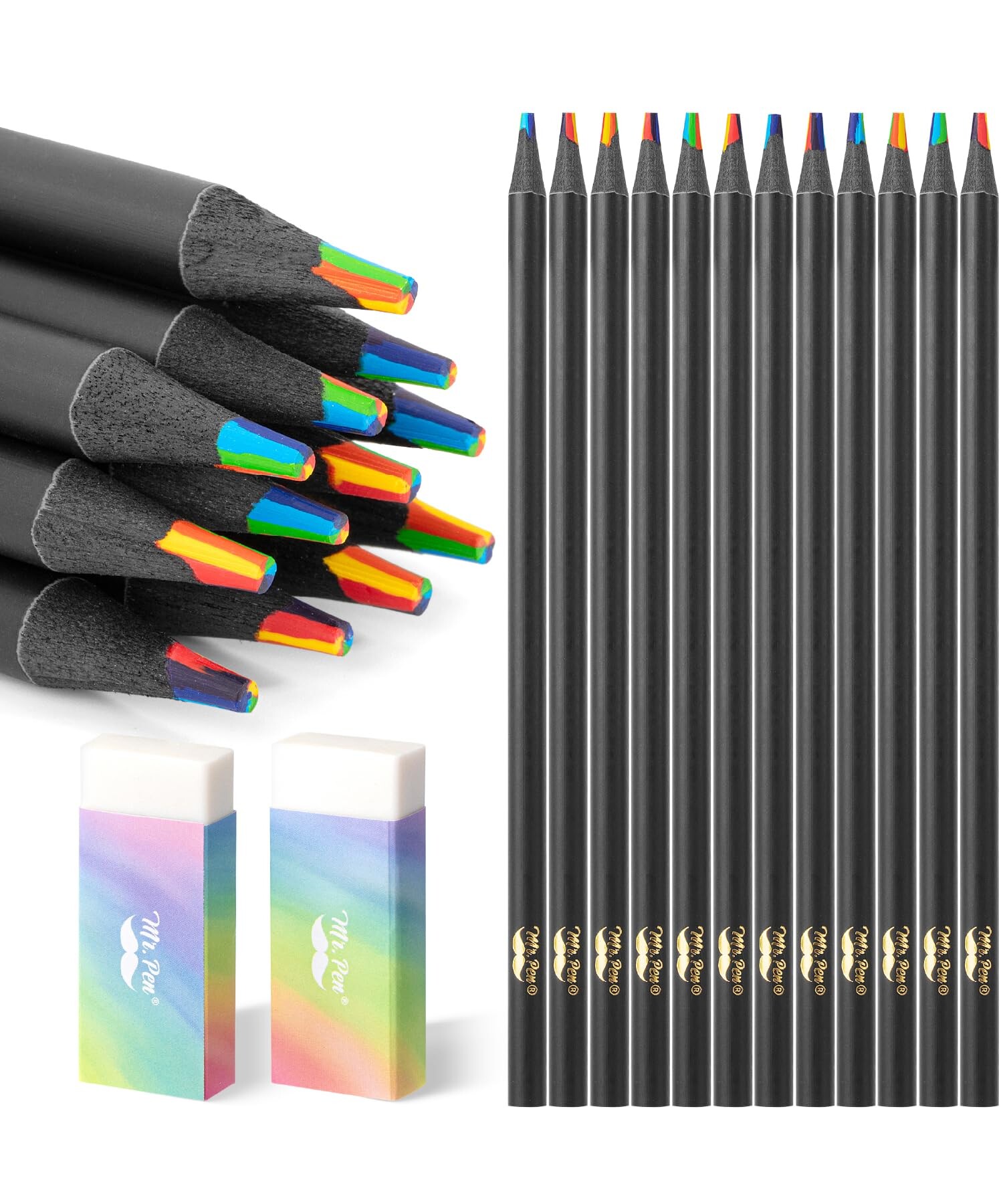 Mr. Pen - Crayons arc-en-ciel essentiels pour panier de P ques 12 pi ces 2 gommes crayon 7 ...