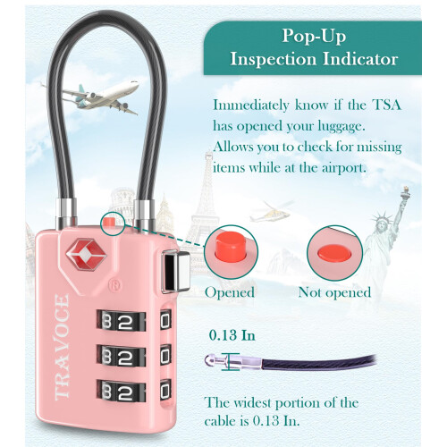 Candados de cable con combinaci n para equipaje de viaje aprobados por la TSA para maletas ...