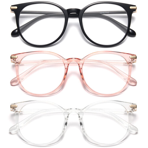 Gaoye 3 Pack Blue Light Blocking Glasses Retro Round Eyewear Frame Anti ...