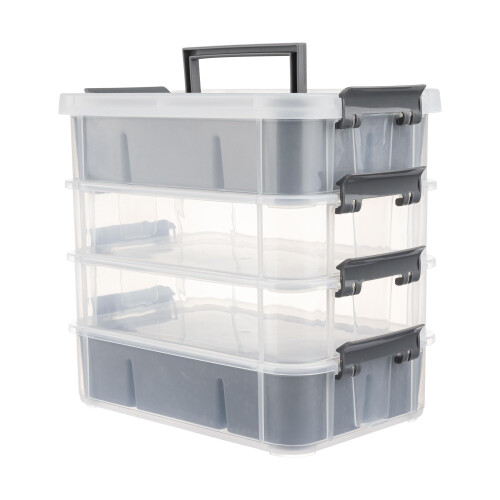 CraftGenes Grey&White Modern Plastic Storage Box - 4-Layer Durable ...