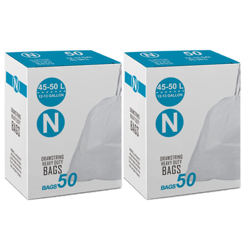 Sacs poubelles cordon Code N, lot de 50, 2 paquets | 1,2 mil | Sacs ...