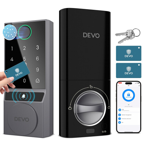 DEVO G3 Wi-Fi Smart Door Lock with Fingerprint 6-in-1 Keyless Entry ...