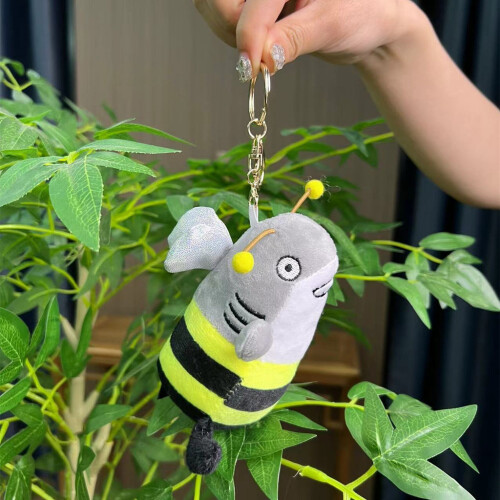 (Shark Honey Gold) Shark 13cm Adorable Bee Plush Keychain Cute Cartoon ...
