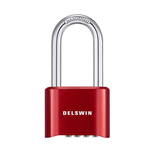 DELSWIN Heavy Duty Padlock Combination Lock - 4 Digit Combo Lock with 2.5 Inch Long Shackle ...