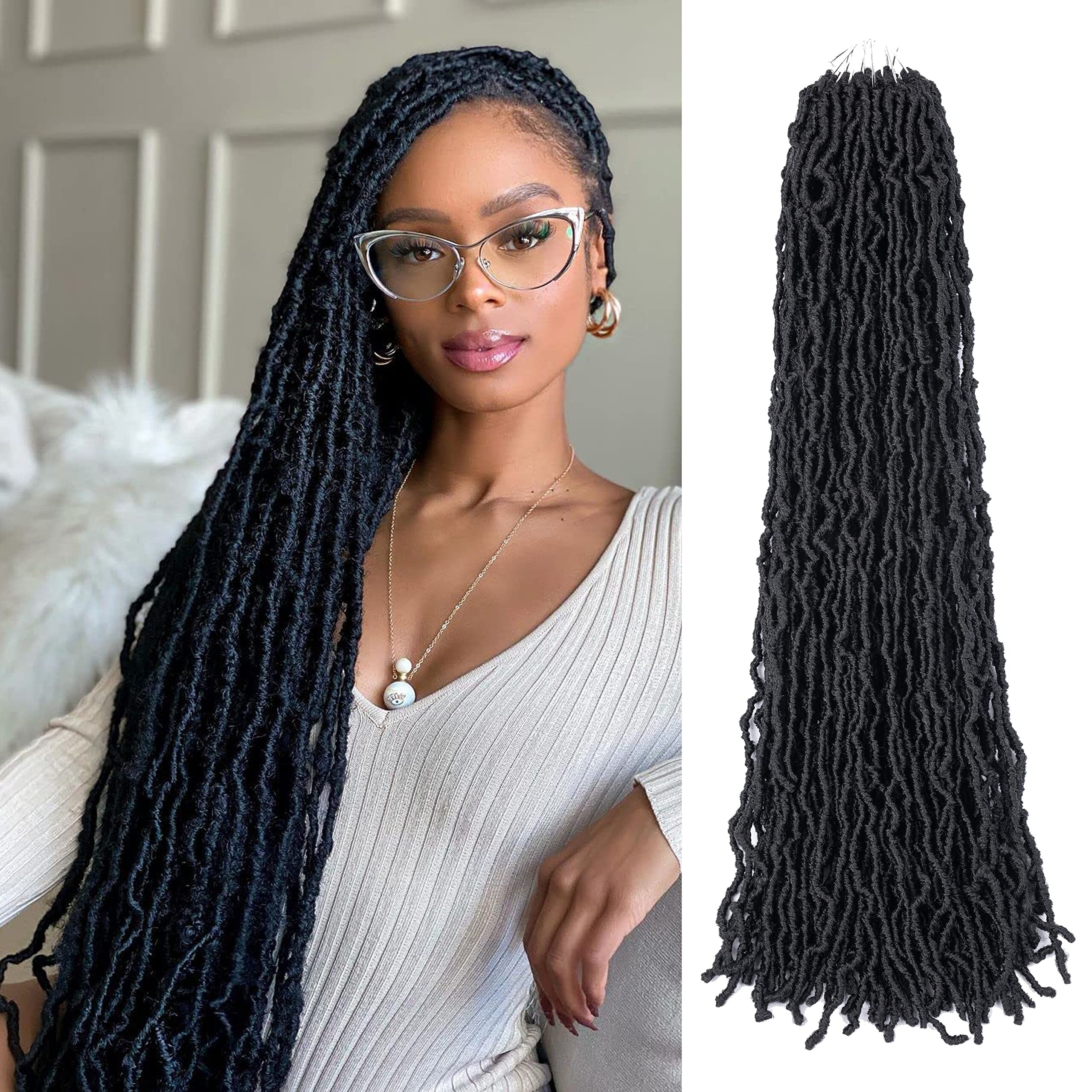 LocsGuard Faux Locs Crochet Hair Soft Locs 30 inch 6 Packs Long Natural ...