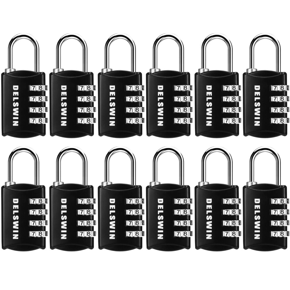 DELSWIN Combination-Padlock 4-Digit-Gym-Locker-Lock - 12 PCS Resettable ...
