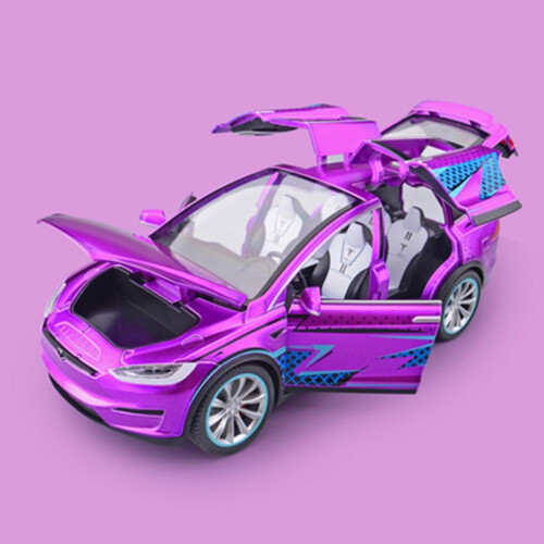 (Lila) 1:20 Tesla Model X Alloy Car Model Diecast Metal Toy Modified ...