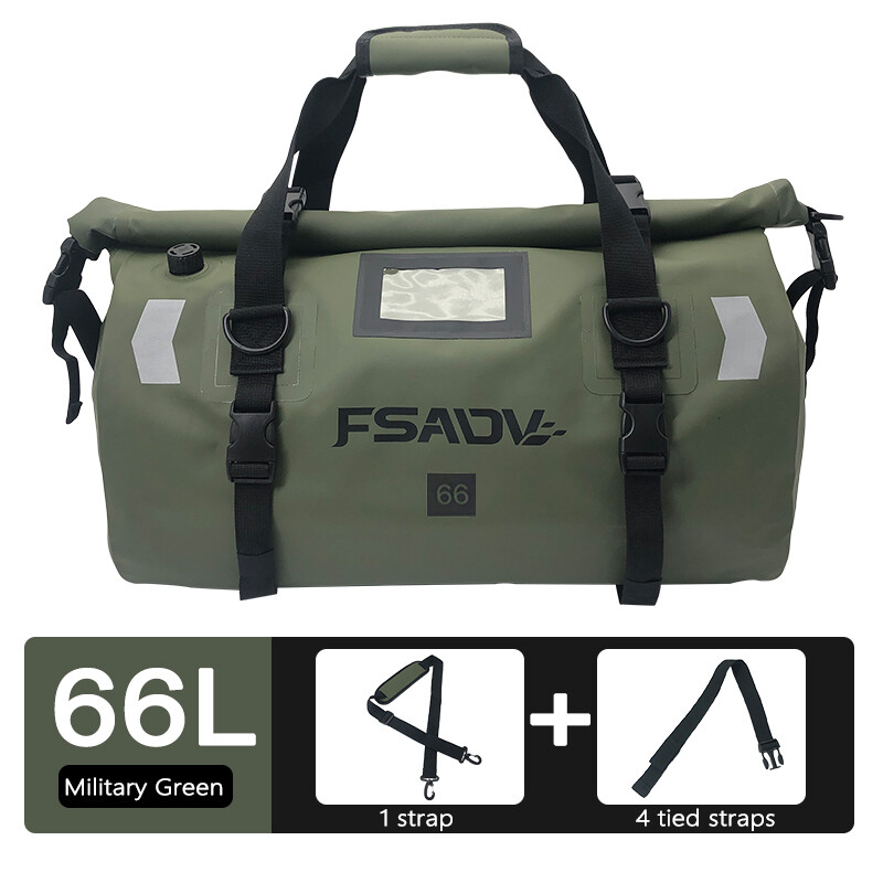 (66L-Vert) Sacoche arrière de moto étanche 500D PVC bagages secs sac à dos sac de sport moto on ...