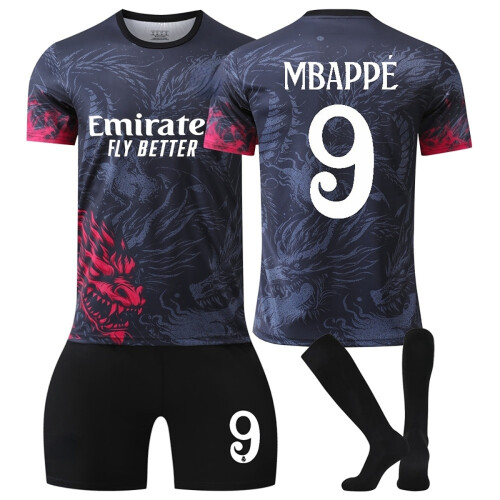 (24(130-140CM)) 2025 Blue Dragon Pattern Activewear #9 Mbappe Football ...