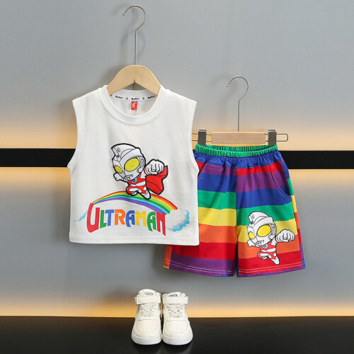 (StyleC) Playful Boys Summer Wardrobe Soft Cotton Ultraman Vest And ...