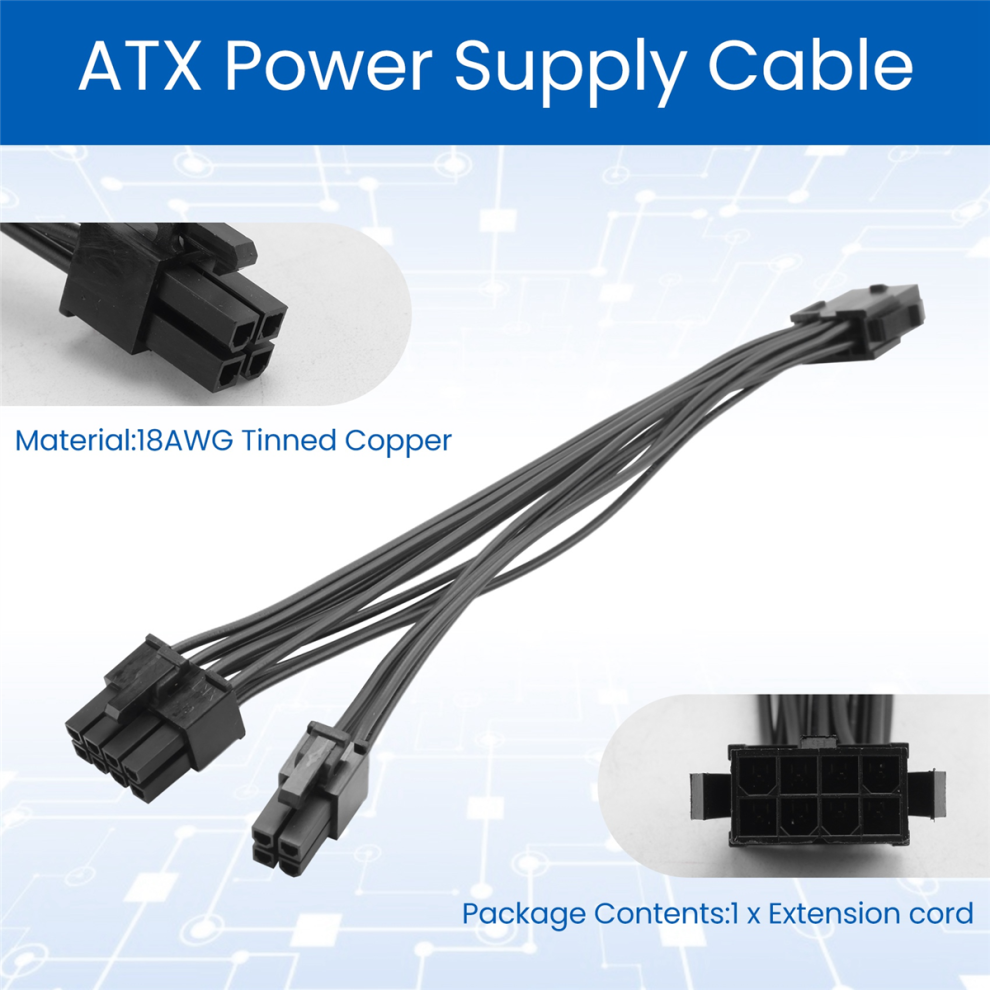 CPU 8 Pin Female to ATX 8Pin + 4 Male Power Supply Converter Adapter ...