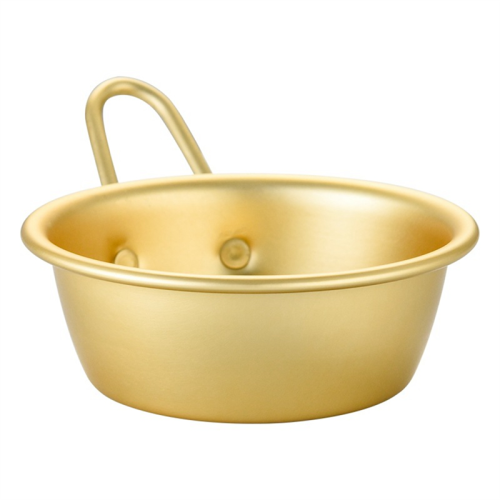 Lot de 4 bols à riz ronds en aluminium doré avec poignée pour Makgeolli ...