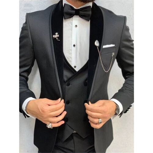 (gray, 7XL) Mens Tuxedo Suit Set 3 Piece Wedding Tuxedos for Men Slim ...