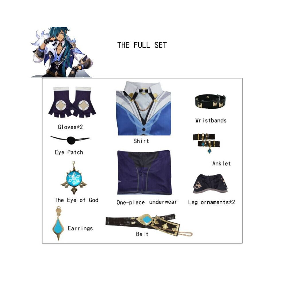 (S) Genshin Impact Cosplay Kaeya Ice Cavaleriepak Rollenspel Kleding ...