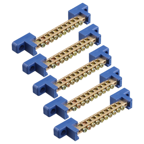 Terminal Block Blue Bus Bar 10 Positions Screw Brass Grounding Strip ...