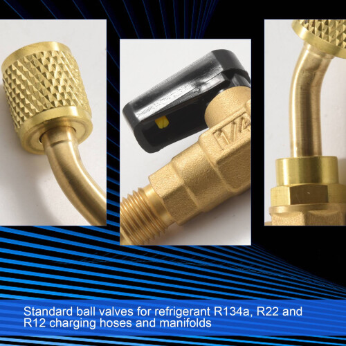 Angled Compact Ball Valve 1/4 Inch SAE, Air Conditioning Refrigerant ...