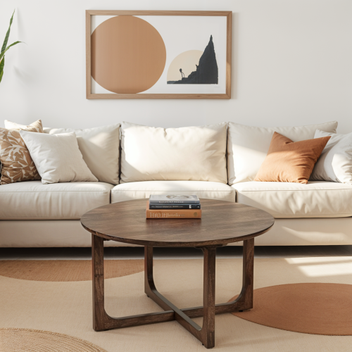 Nolan Natural Mango Wood Round Coffee Table on OnBuy
