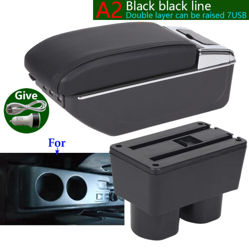 (A2 Black line 7USB) Para Nissan Tiida Bracciolo Box para Nissan Sylphy ...