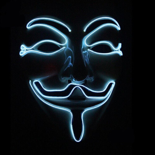 (White) Led Light El Up Mask V For Vendetta Anonymous Guy Fawkes Props ...