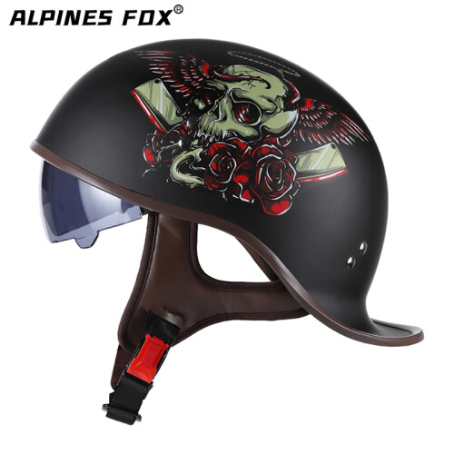 (M-Rose) Vintage motorhelm half gezicht elektrische scooter motorhelm ...