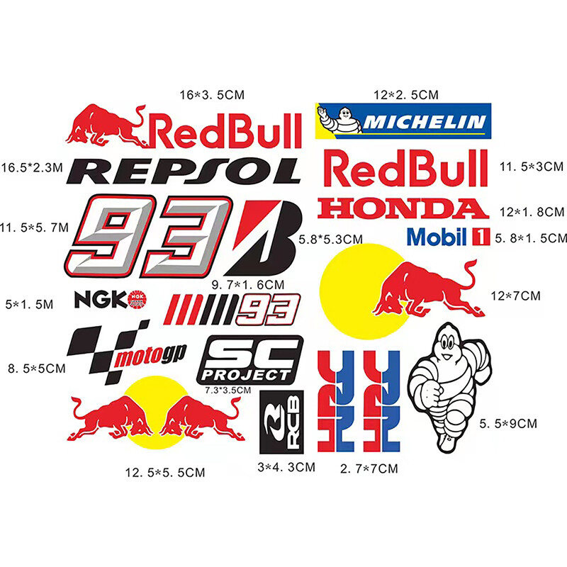 (FG125) Motorrad Red Bull Logo Fahrzeugaufkleber Helmaufkleber für ...
