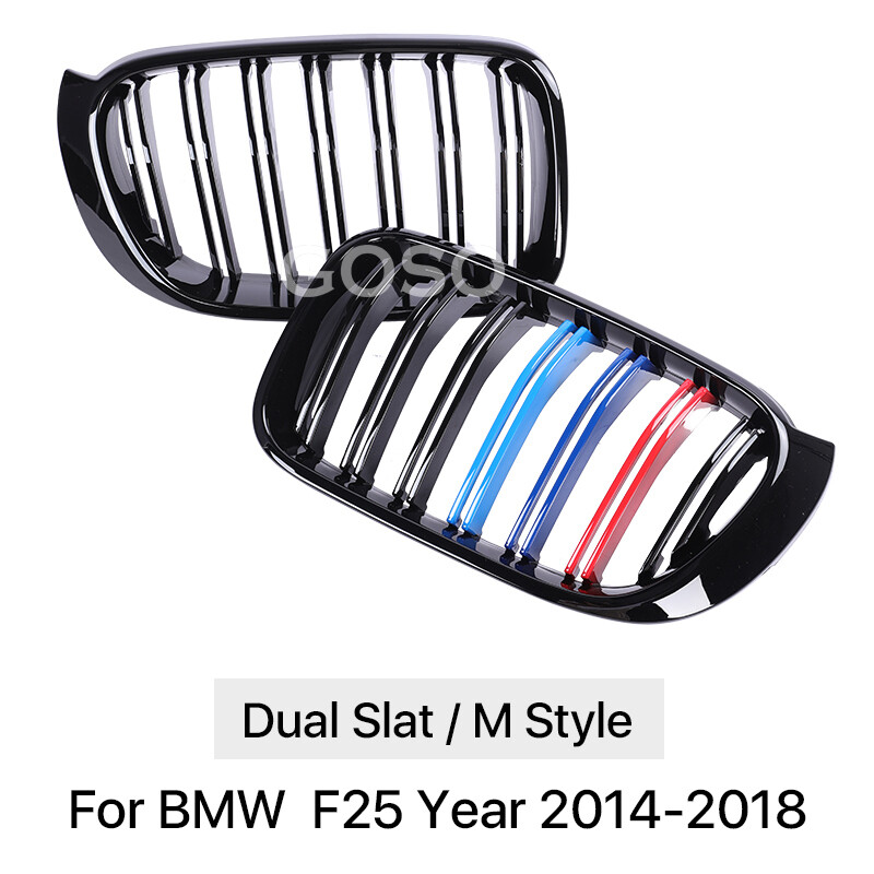 (Dual M Design)Double Slat Carbon Fiber Look Grille For BMW X3 X4 F25 ...