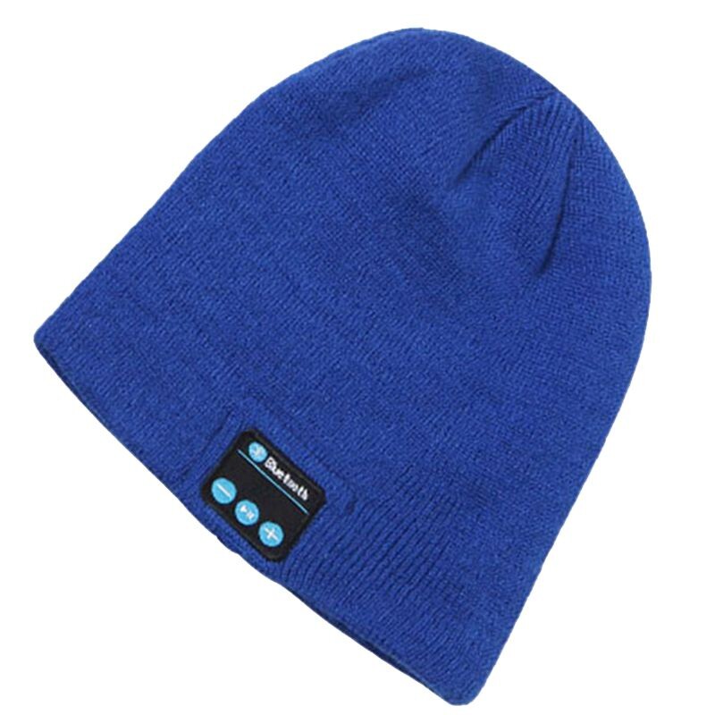 (Blue)Bonnet doux chaud bonnet Bluetooth Smart Cap ensemble casque sans ...