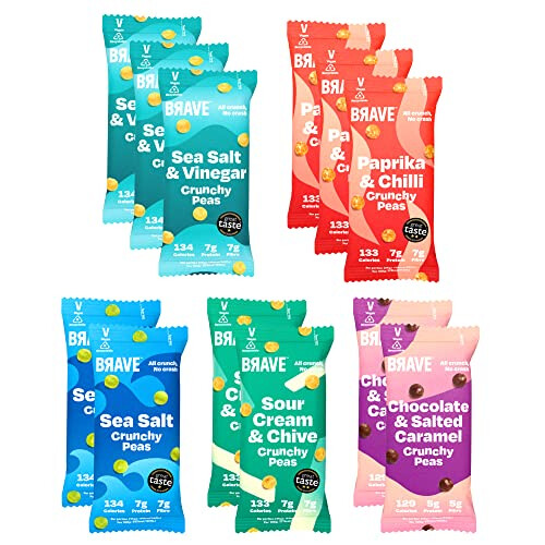 BRAVE Roasted Peas: Variety 12 Multipack - Healthy Snack, High Protein ...